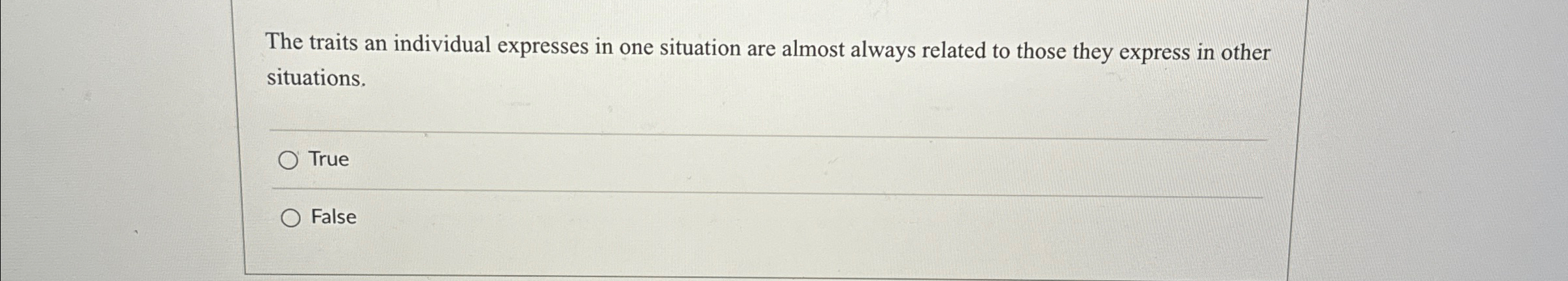 Solved The traits an individual expresses in one situation | Chegg.com