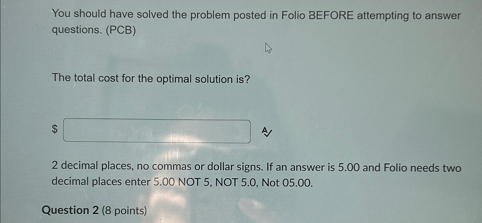 Solved You should have solved the problem posted in Folio | Chegg.com