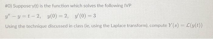 Solved #0) Suppose y(t) is the function which solves the | Chegg.com Solved #0) Suppose y(t) is the function which solves the | Chegg.com