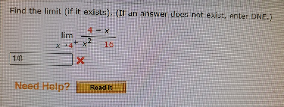 Solved Find the limit (if it exists). (If an answer does not | Chegg.com