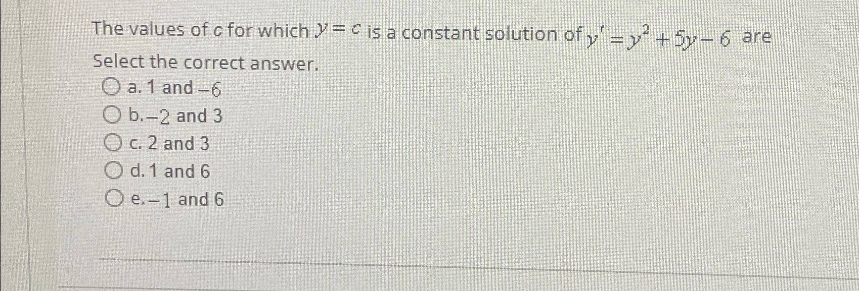 Solved The values of c ﻿for which y=c ﻿is a constant | Chegg.com