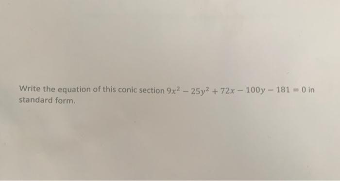 Solved Write the equation of this conic section | Chegg.com