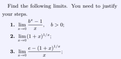 Solved Find the following limits. ﻿You need to justify your | Chegg.com