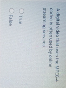 Solved A digital video that uses the MPEG-4 ﻿codec is often | Chegg.com