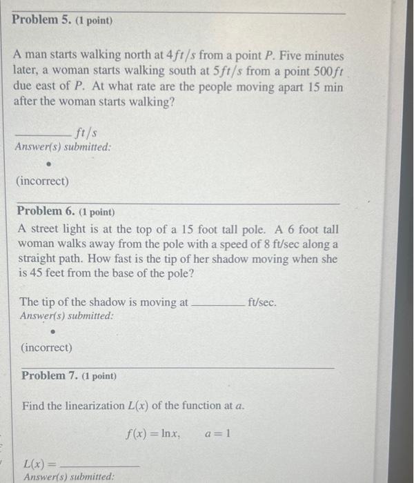 Solved A man starts walking north at 4ft/s from a point P. | Chegg.com