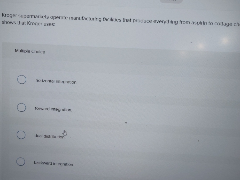Solved Kroger supermarkets operate manufacturing facilities | Chegg.com
