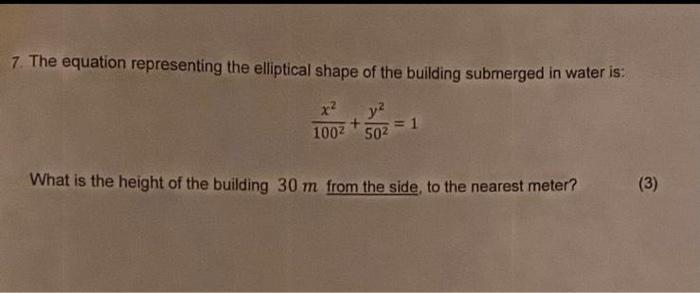Solved 7. The equation representing the elliptical shape of | Chegg.com