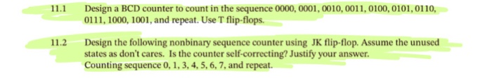 Solved 11.1 Design a BCD counter to count in the sequence | Chegg.com