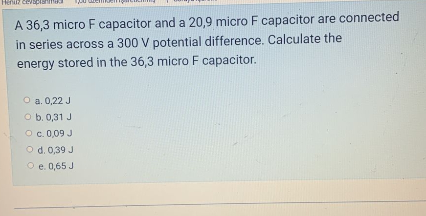 Solved A 36,3 ﻿micro F ﻿capacitor and a 20,9 ﻿micro F | Chegg.com