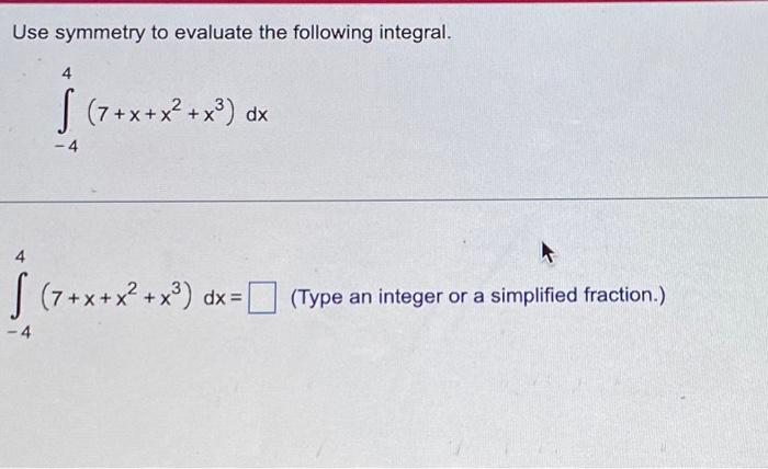 Solved Use symmetry to evaluate the following integral. | Chegg.com