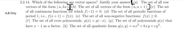 Solved A.B Only 2.2.14. Which of the following are vector | Chegg.com
