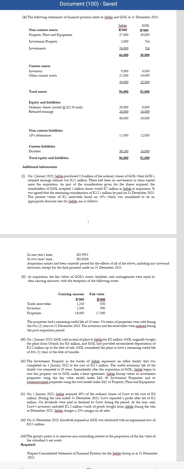 Solved Document (100) - ﻿Saved(a) ﻿The following statements | Chegg.com