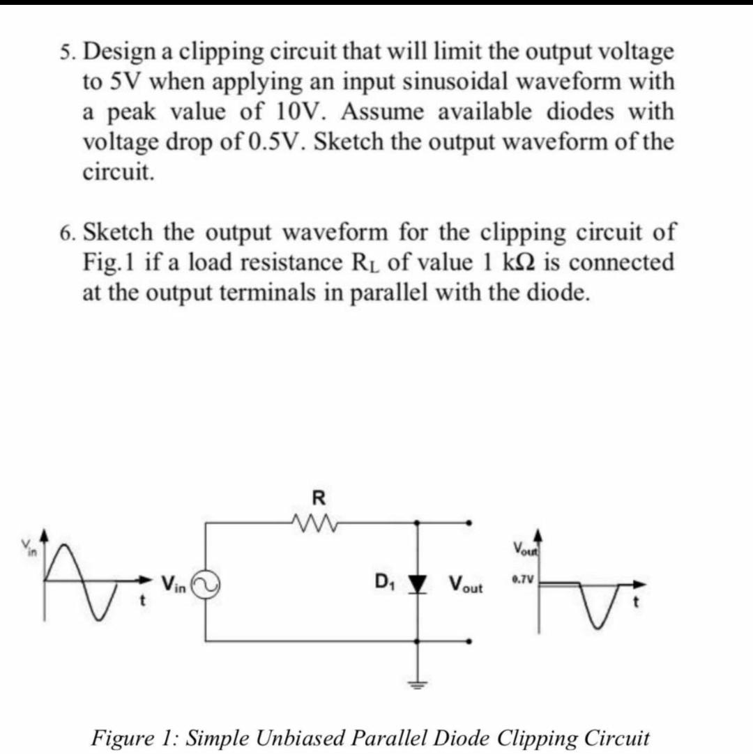 Solved 5. Design a clipping circuit that will limit the | Chegg.com