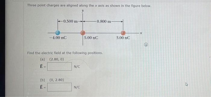 Solved Three point charges are aligned along the x axis as | Chegg.com