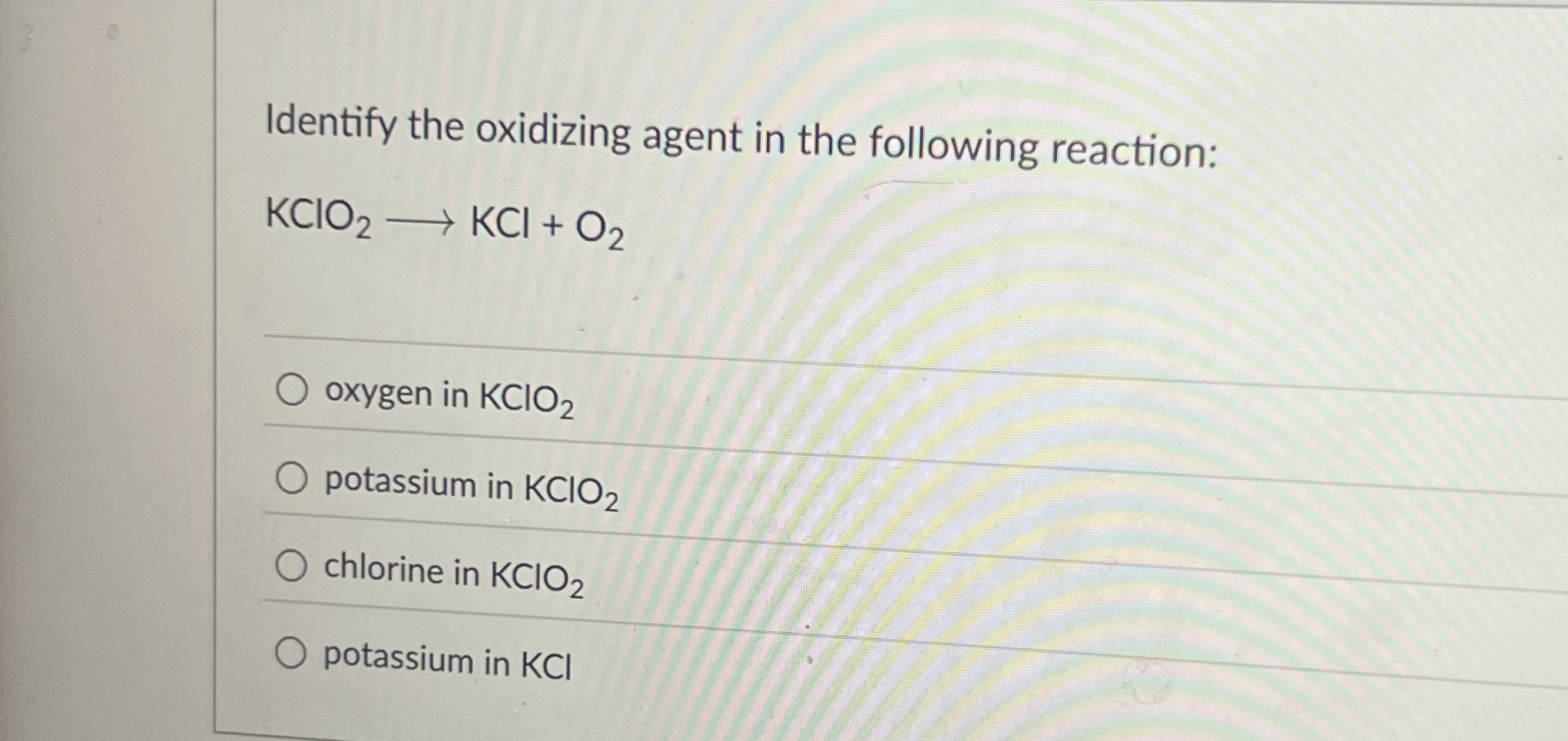 Solved Identify the oxidizing agent in the following | Chegg.com