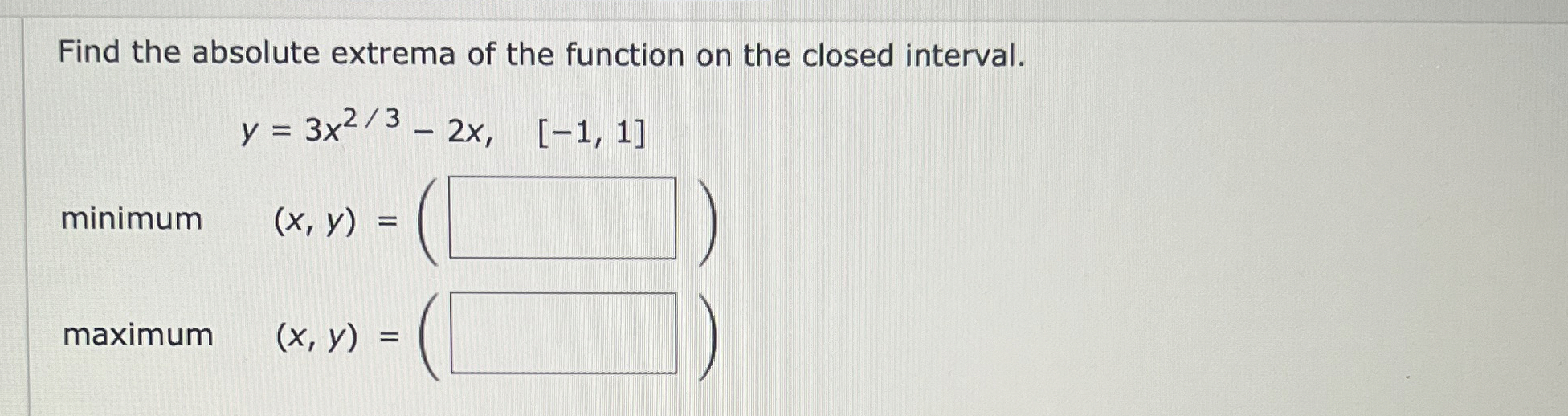 Solved Find the absolute extrema of the function on the | Chegg.com
