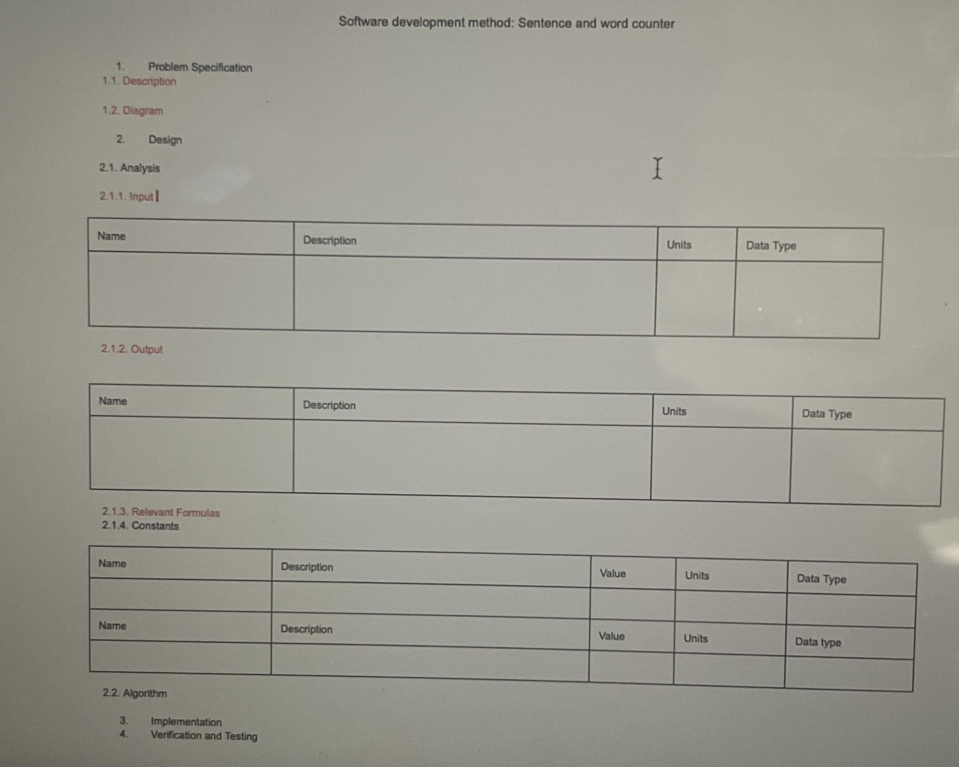 Solved Software development method: Sentence and word | Chegg.com