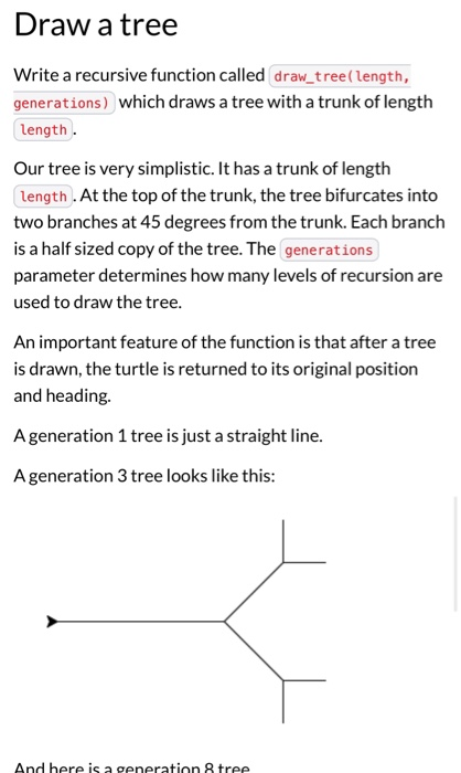 Solved Draw a tree Write a recursive function called | Chegg.com