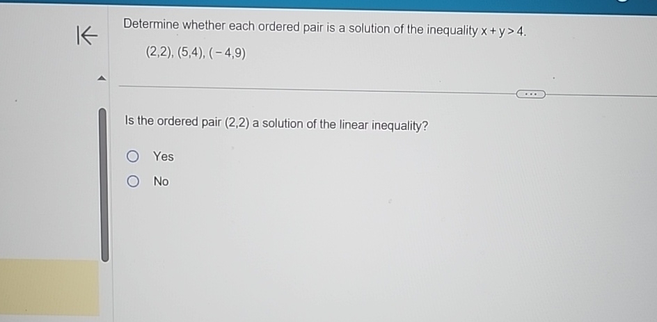 Solved Determine whether each ordered pair is a solution of | Chegg.com