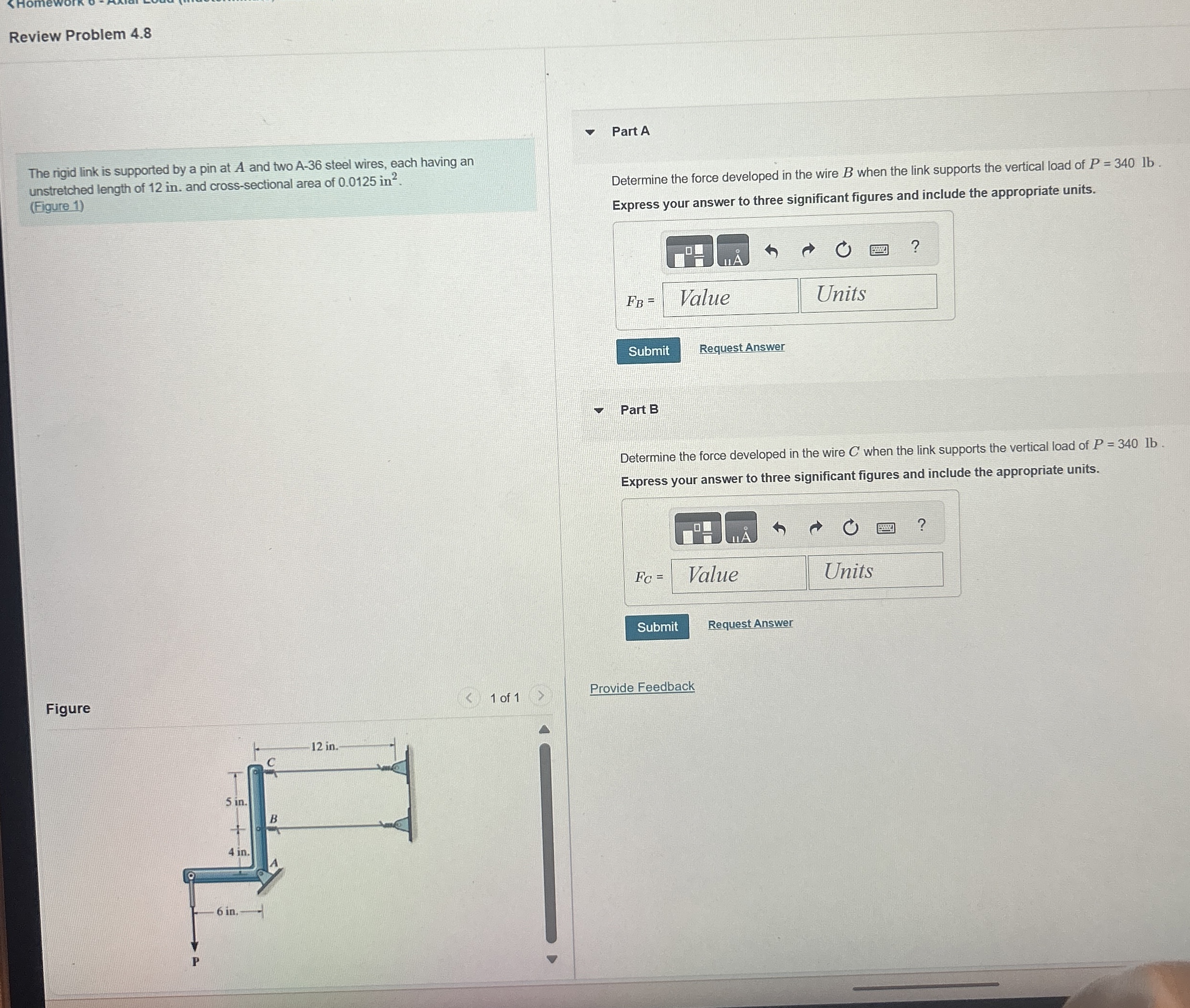 Solved Review Problem 4.8The rigid link is supported by a | Chegg.com