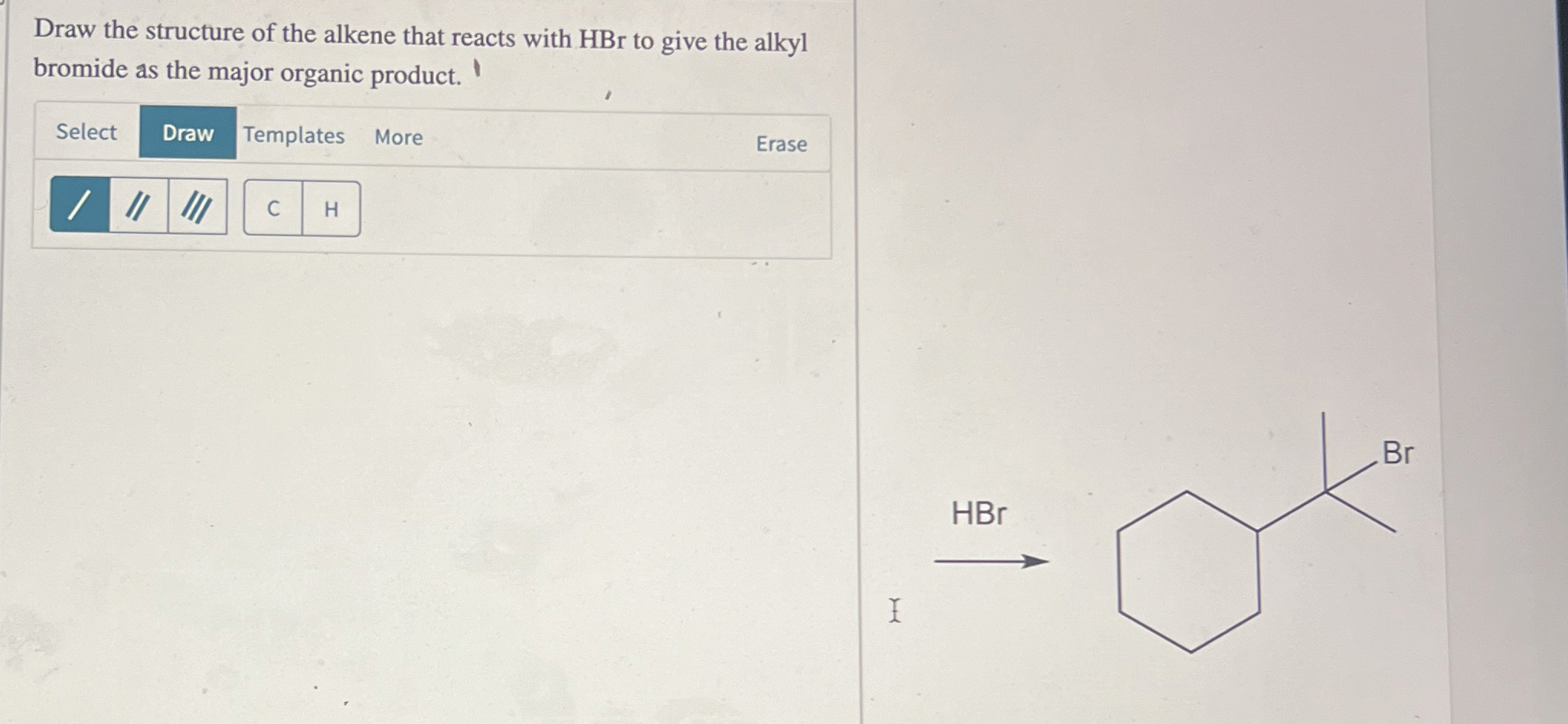 Solved Draw the structure of the alkene that reacts with HBr | Chegg.com