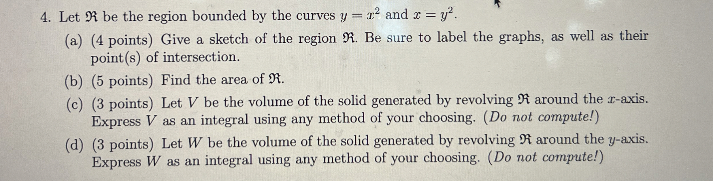Solved Let ℜ ﻿be the region bounded by the curves y=x2 ﻿and | Chegg.com