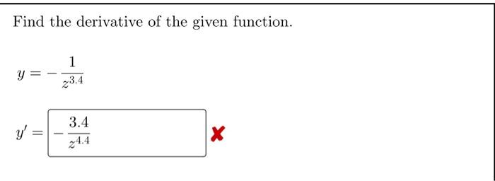 Solved Find the derivative of the given function. | Chegg.com