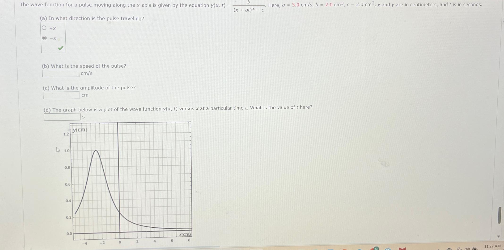 Solved (a) In what direction is the pulse | Chegg.com