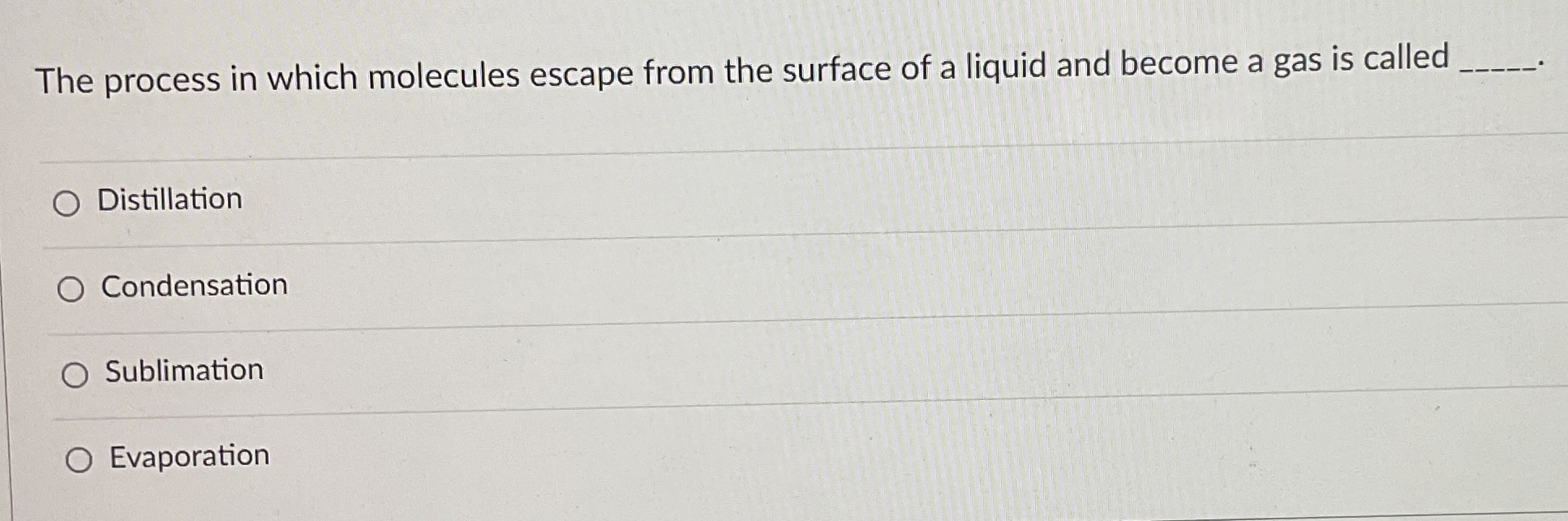 Solved The process in which molecules escape from the | Chegg.com