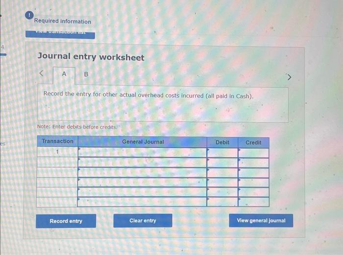Solved Journal entry worksheet Record the entry for other | Chegg.com