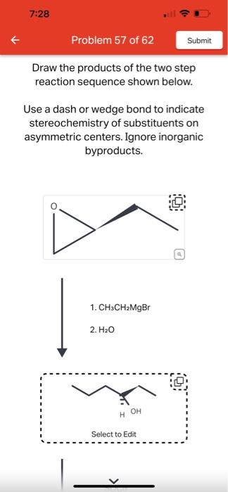 Solved Draw the products of the two step reaction sequence | Chegg.com