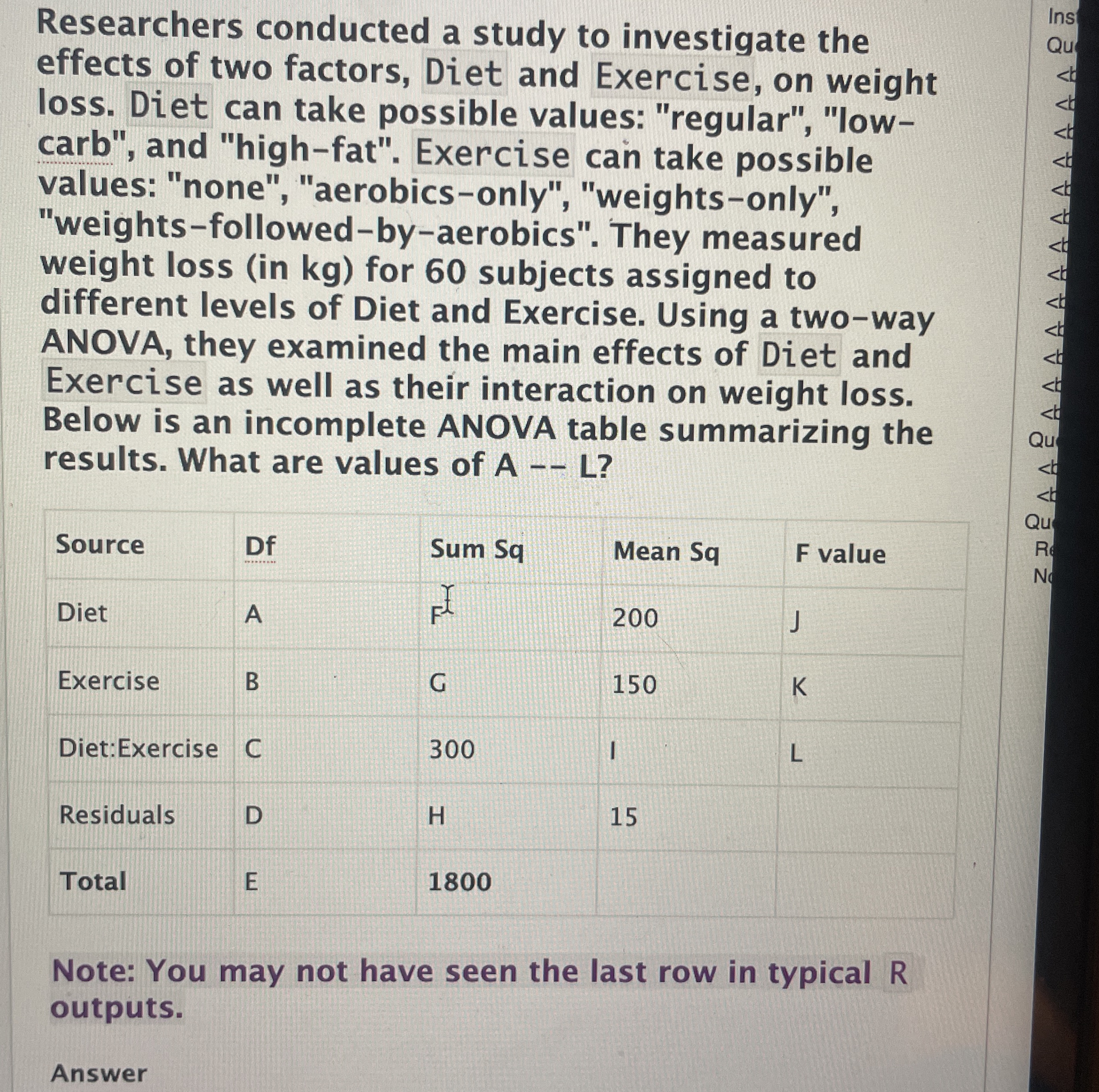 Solved Researchers conducted a study to investigate the | Chegg.com