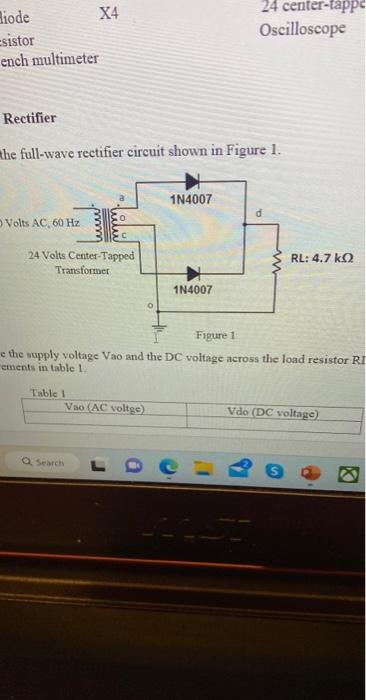 Solved Rectifier the full-wave rectifier circuit shown in | Chegg.com