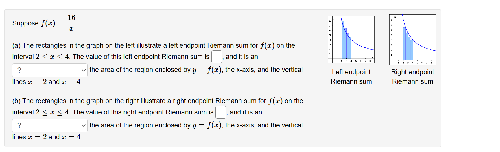 Solved Suppose f(x)=16x.(a) ﻿The rectangles in the graph on | Chegg.com