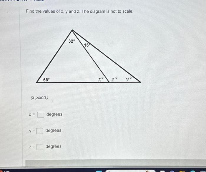 Solved Find the values of x,y and z. The diagram is not to | Chegg.com