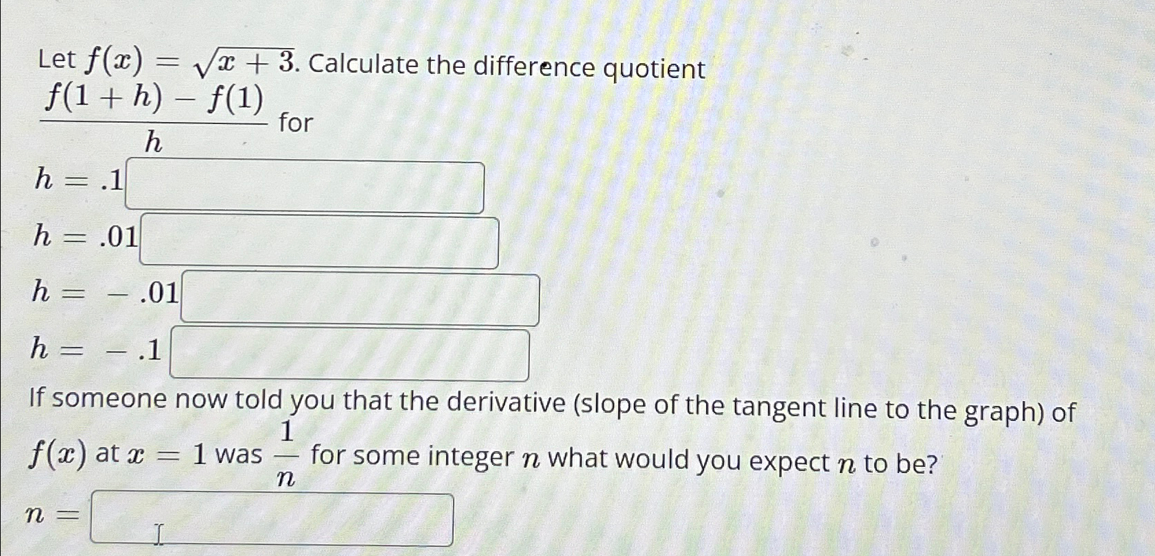 Solved Let f(x)=x+32. ﻿Calculate the difference quotient | Chegg.com