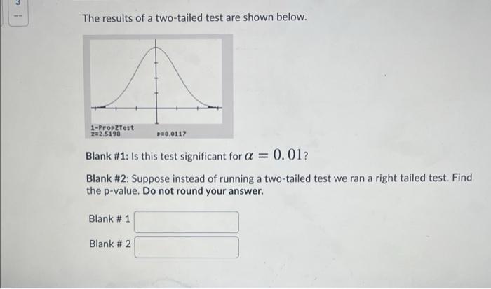 Solved The results of a two-tailed test are shown below. | Chegg.com