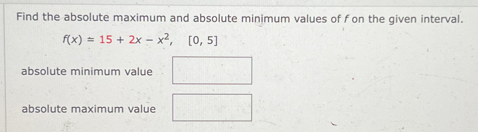Solved Find the absolute maximum and absolute minimum values | Chegg.com