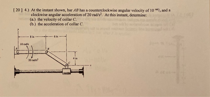 Solved at the instant shown, bar AB has a counterclockwise | Chegg.com