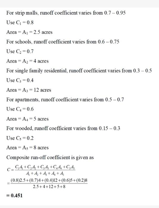 Solved QUESTION 24 Strip Mall Compute the composite runoff | Chegg.com