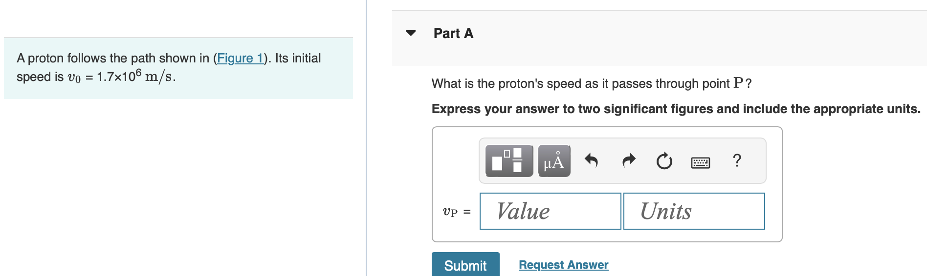 Part AA proton follows the path shown in (Figure 1). | Chegg.com