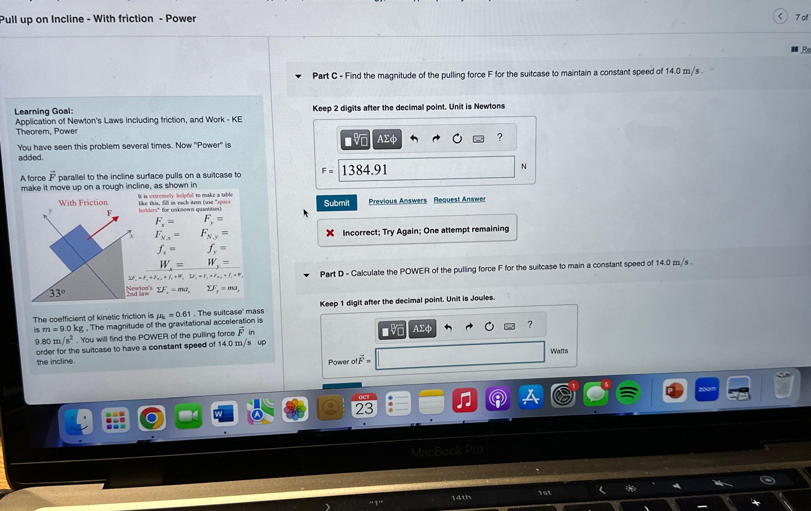 Solved Pull up on Incline - ﻿With friction - ﻿PowerLearning | Chegg.com