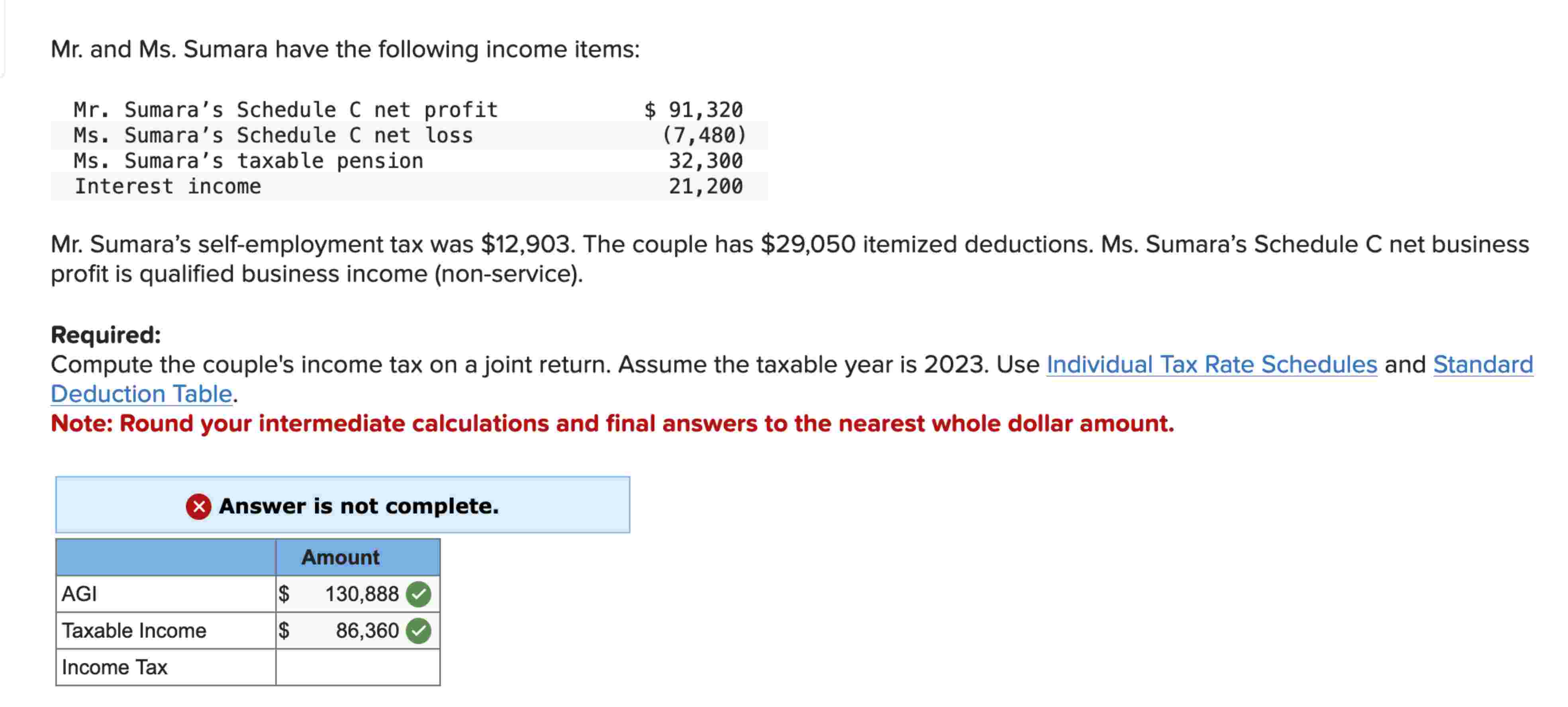 Solved Mr. ﻿and Ms. ﻿Sumara have the following income | Chegg.com