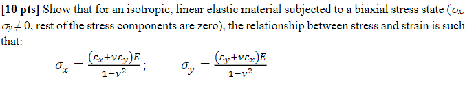 Solved [10 ﻿pts] ﻿Show that for an isotropic, linear elastic | Chegg.com