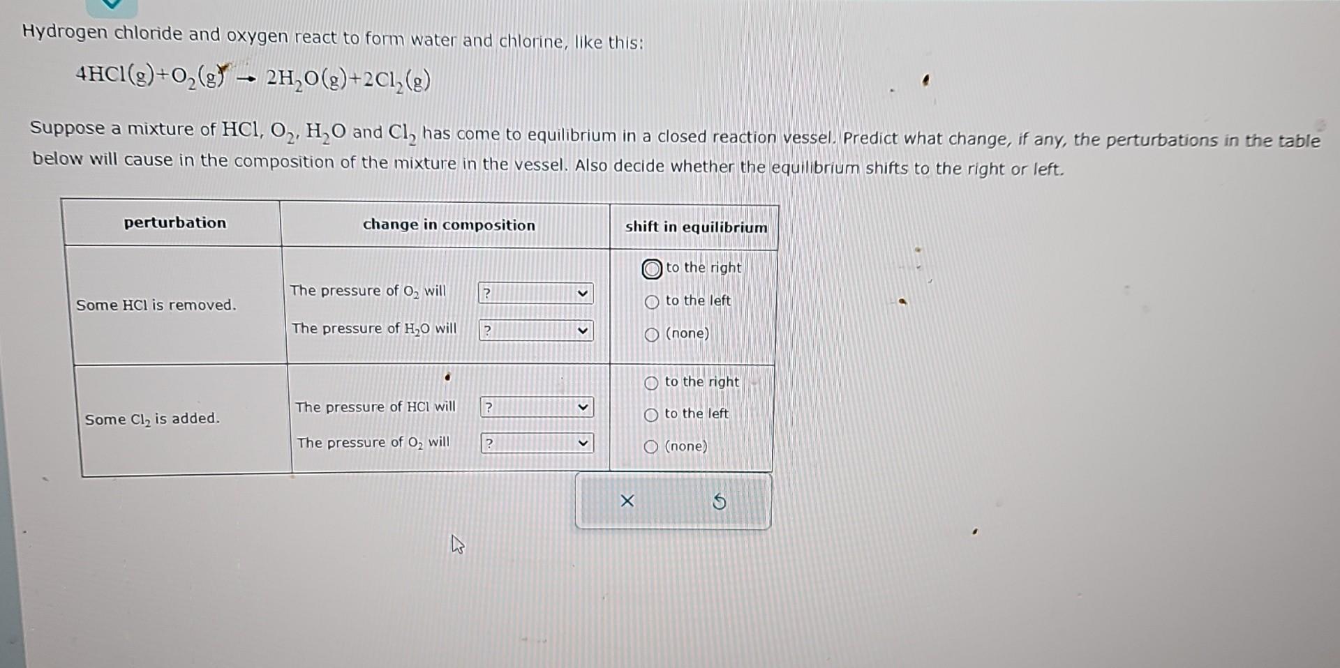 Solved Hydrogen chloride and oxygen react to form water and | Chegg.com