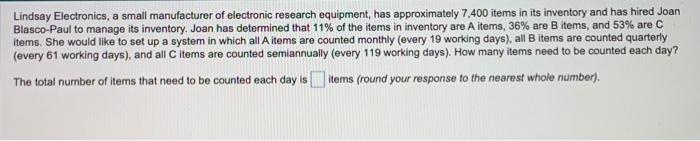 Solved Lindsay Electronics, a small manufacturer of | Chegg.com