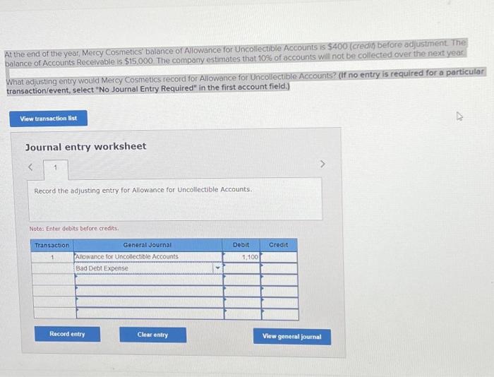 Solved At the end of the year, Mercy Cosmetics' balance of | Chegg.com