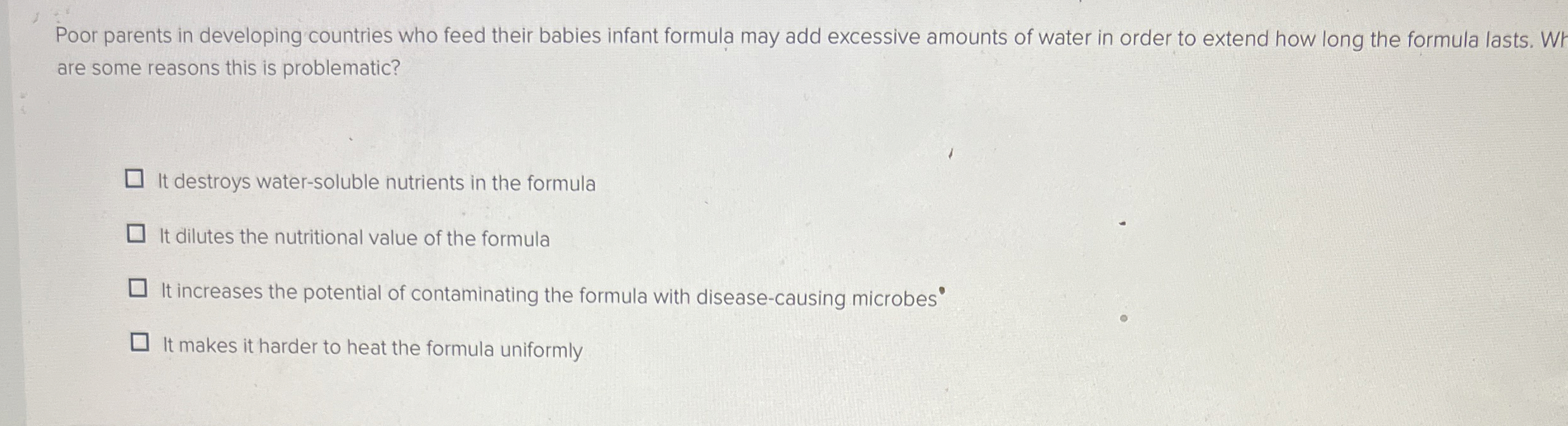 Solved Poor parents in developing countries who feed their | Chegg.com