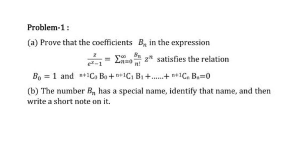 Solved (a) Prove that the coefficients Bn in the expression | Chegg.com
