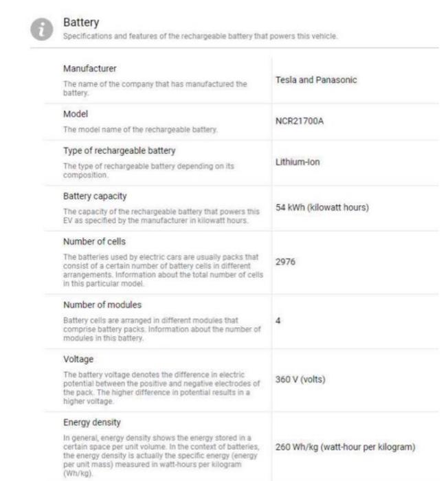 Solved Battery Specifications and features of the | Chegg.com